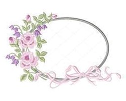 Oval Roses Frame Embroidery Design | EmbroideryDesigns.com
