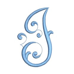 Splendor Blue J Embroidery Design | EmbroideryDesigns.com