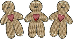 Gingerbread Men Embroidery Design | EmbroideryDesigns.com
