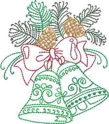 Redwork Christmas Bells Embroidery Design | EmbroideryDesigns.com