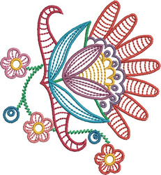 Jacobean Floral Embroidery Design | EmbroideryDesigns.com
