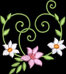 Swirling Spring Flowers Embroidery Design | EmbroideryDesigns.com