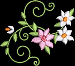 Scrolling Flowers Embroidery Design | EmbroideryDesigns.com