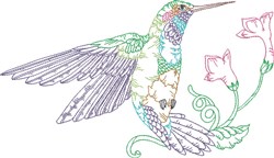 Large Hummingbird Embroidery Design | EmbroideryDesigns.com