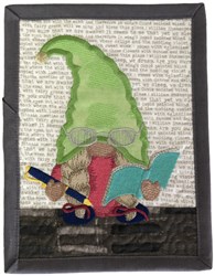 ITH Writer Gnome Mug Rug Female Embroidery Design | EmbroideryDesigns.com