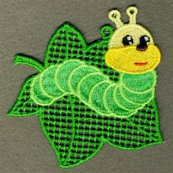 FSL Worm On Leaf Embroidery Design | EmbroideryDesigns.com