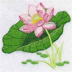 Realistic Water Lily Embroidery Design | EmbroideryDesigns.com