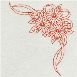 Redwork Corner Embroidery Design | EmbroideryDesigns.com