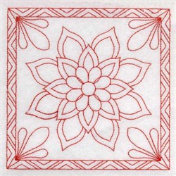 Redwork Bloom Square Embroidery Design | EmbroideryDesigns.com