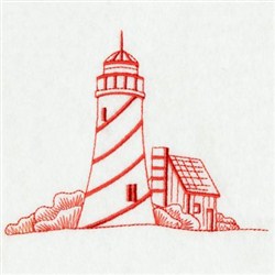 Redwork Lighthouse Embroidery Design | EmbroideryDesigns.com