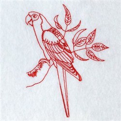 Redwork Parrot Embroidery Design | EmbroideryDesigns.com