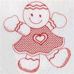 Redwork Gingerbread Girl Embroidery Design | EmbroideryDesigns.com