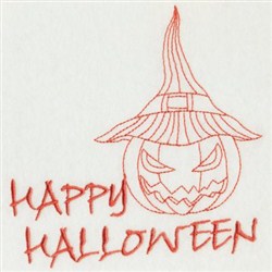 Redwork Halloween Embroidery Design | EmbroideryDesigns.com