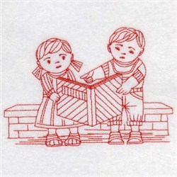 Redwork Children Embroidery Design | EmbroideryDesigns.com
