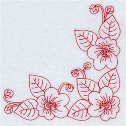 Redwork Corner Embroidery Design | EmbroideryDesigns.com