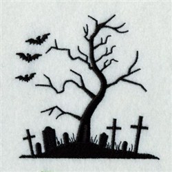 Scary Graveyard Embroidery Design | EmbroideryDesigns.com