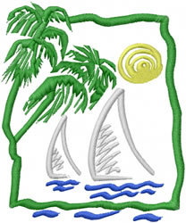 Beach Scene Embroidery Design | EmbroideryDesigns.com