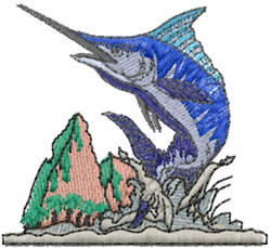 blue marlin jumping Embroidery Design | EmbroideryDesigns.com