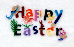 Happy Easter - Small Embroidery Design | EmbroideryDesigns.com