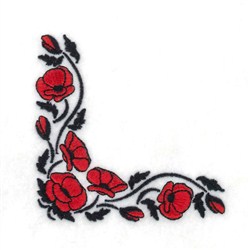 Poppy Corner Embroidery Design | EmbroideryDesigns.com