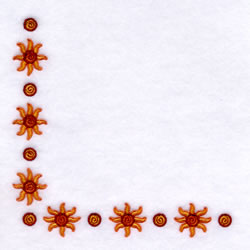 Autumn Harvest Sun Corner Embroidery Design | EmbroideryDesigns.com