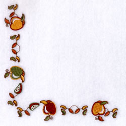 Autumn Harvest Apple Corner Embroidery Design | EmbroideryDesigns.com