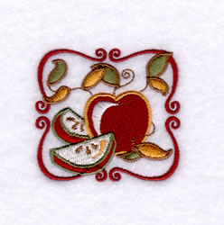 Autumn Harvest Apple Square Embroidery Design | EmbroideryDesigns.com