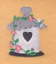 Thatched Roof Round Birdhouse Embroidery Design | EmbroideryDesigns.com