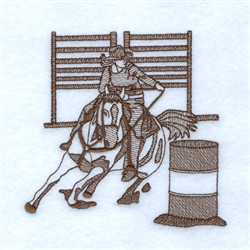 Rodeo Barrel Racer Embroidery Design | EmbroideryDesigns.com