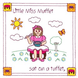 Little Miss Muffet Square Embroidery Design | EmbroideryDesigns.com