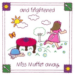 Frightened Miss Muffet Embroidery Design | EmbroideryDesigns.com