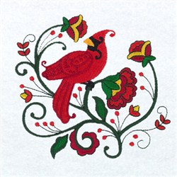 Jacobean Cardinal Embroidery Design | EmbroideryDesigns.com