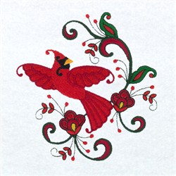 Jacobean Cardinal Embroidery Design | EmbroideryDesigns.com
