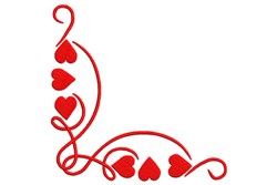 Corner Hearts Embroidery Design | EmbroideryDesigns.com
