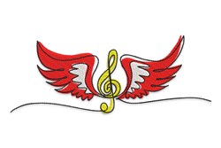 Winged Treble Clef Embroidery Design | EmbroideryDesigns.com
