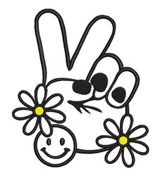 Peace Daisies Embroidery Design | EmbroideryDesigns.com