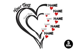 Personalized Hearts Embroidery Design | EmbroideryDesigns.com