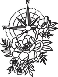Floral Compass Embroidery Design | EmbroideryDesigns.com