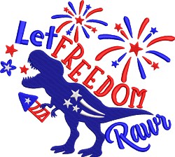 Let Freedom Rawr Embroidery Design | EmbroideryDesigns.com