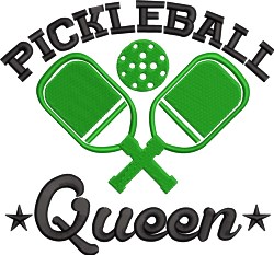 Pickleball Queen Embroidery Design | EmbroideryDesigns.com