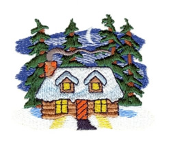 Winter Cabin Embroidery Design | EmbroideryDesigns.com