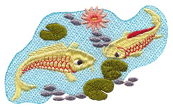 Koi Pond Embroidery Design | EmbroideryDesigns.com