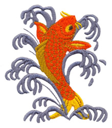 Splashing Koi Embroidery Design | EmbroideryDesigns.com