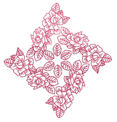 Cabbage Rose Redwork Embroidery Design | EmbroideryDesigns.com
