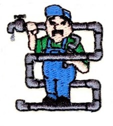 Plumber in Pipes Embroidery Design | EmbroideryDesigns.com