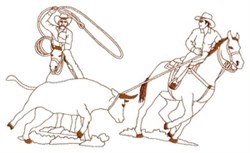 Team Ropers Outline Embroidery Design | EmbroideryDesigns.com