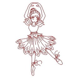 Redwork Ballet Dancer Embroidery Design | EmbroideryDesigns.com