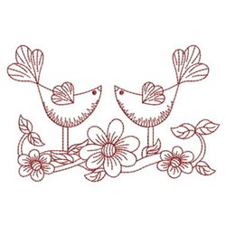 Redwork Country Birds Embroidery Design | EmbroideryDesigns.com