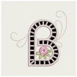 Cutwork Rose Alphabet B Embroidery Design | EmbroideryDesigns.com