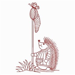 Redwork Hedgehog Embroidery Design | EmbroideryDesigns.com